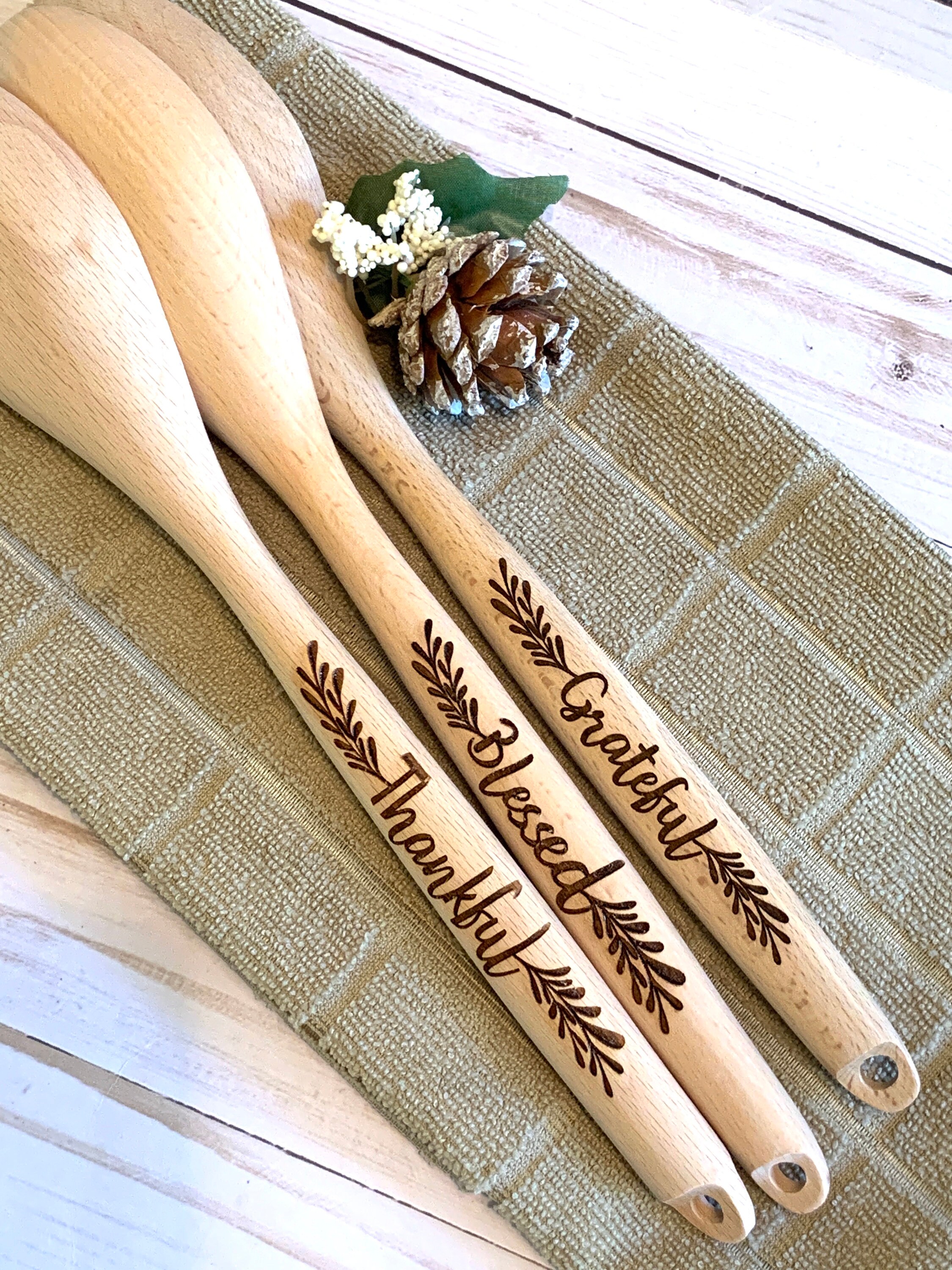Personalized Laser Engraved Wooden Spoons Set of 3 - Etsy