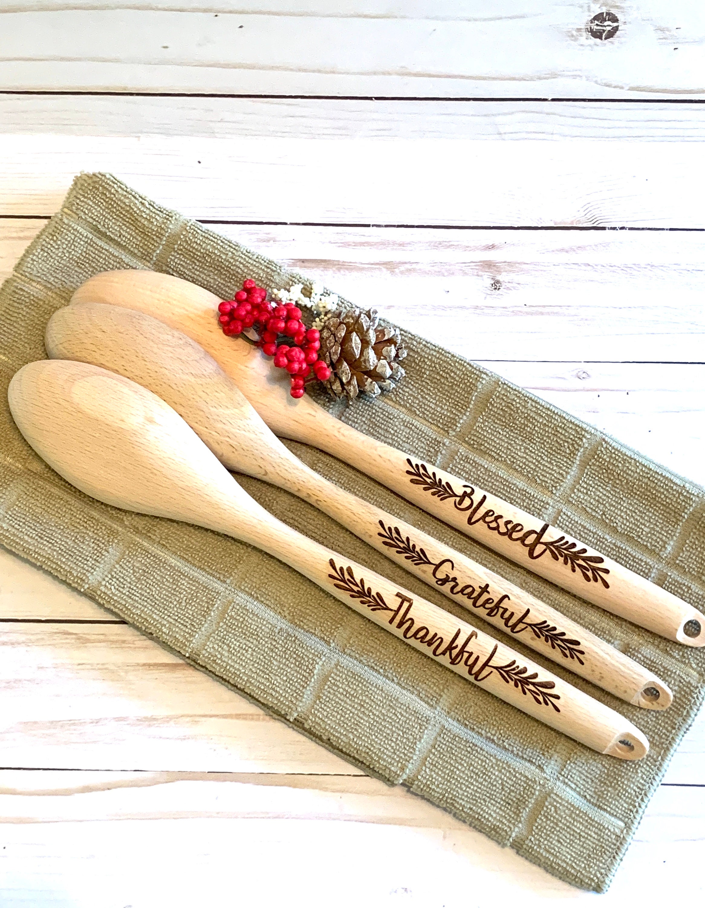 Personalized Laser Engraved Wooden Spoons Set of 3 - Etsy