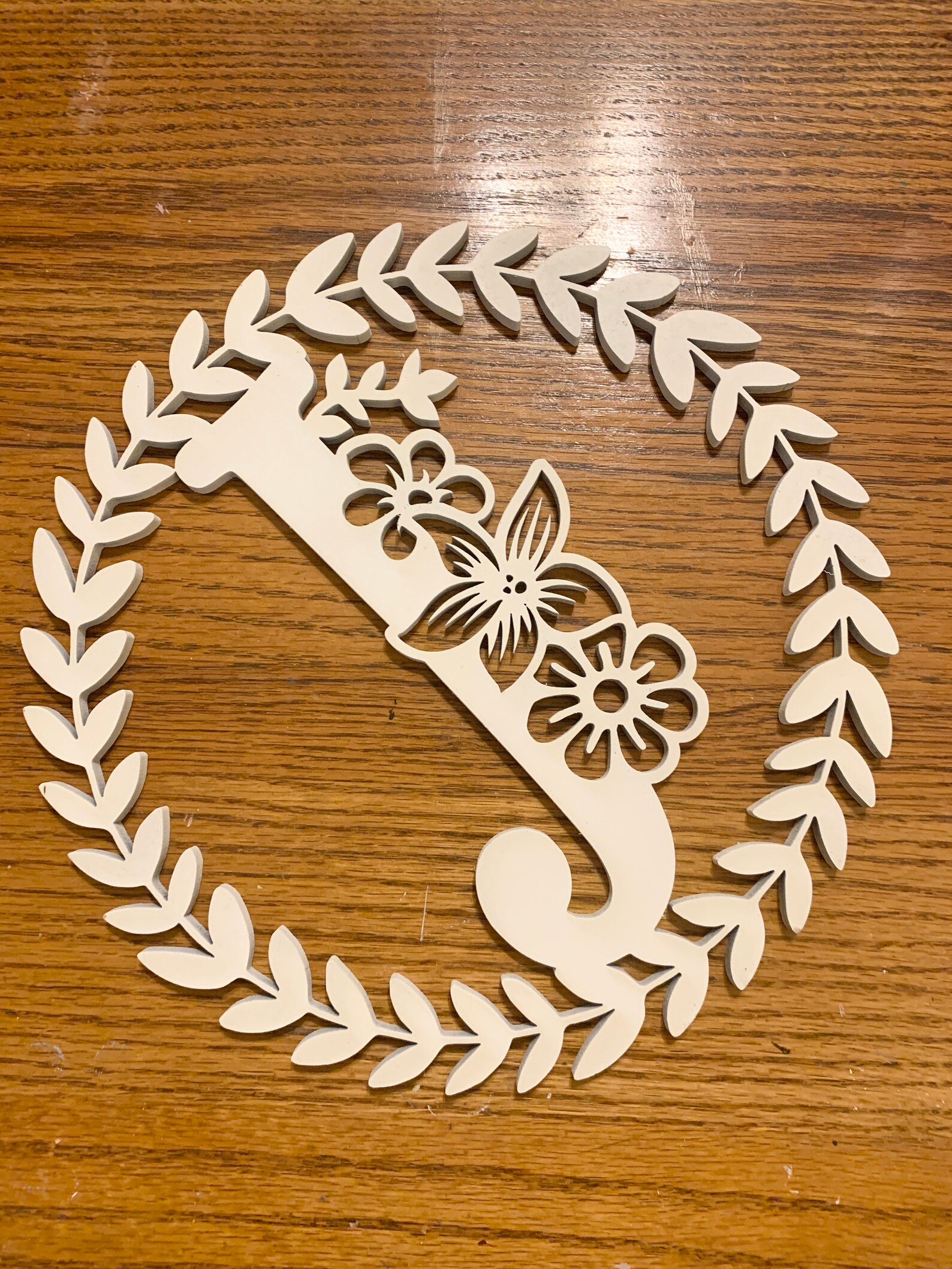 Laser Cut Initial With Flowers and Wreath - Etsy