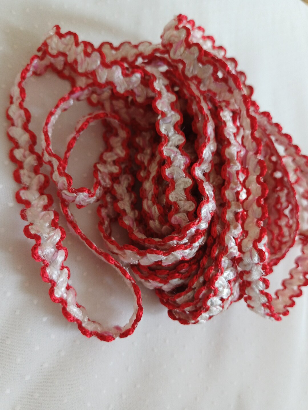 Old Red and White Braid Ribbon - Etsy