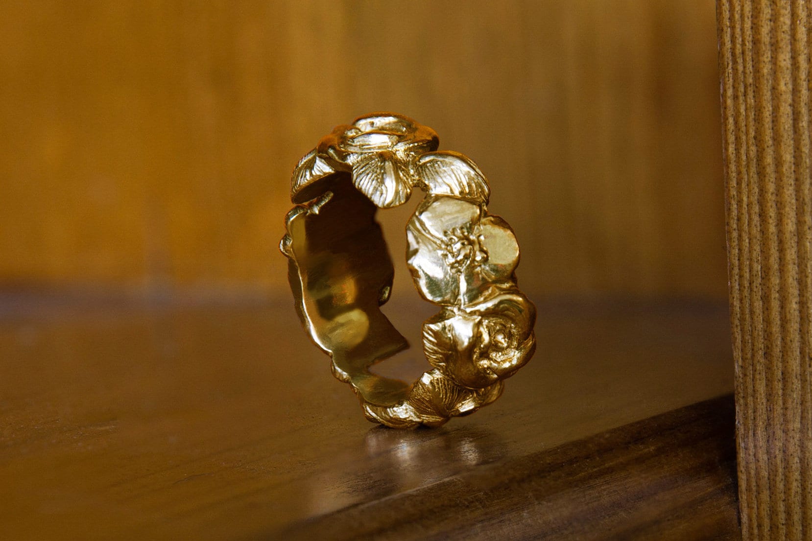 Wildflower Ring Hand Sculpted Art Nouveau Ring Rose Ring Wedding Band ...