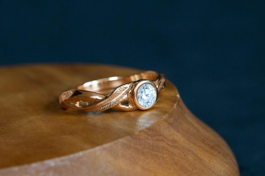 Willow Engagement Ring Recycled Gold Leaves Ring Willow Tree Ring ...