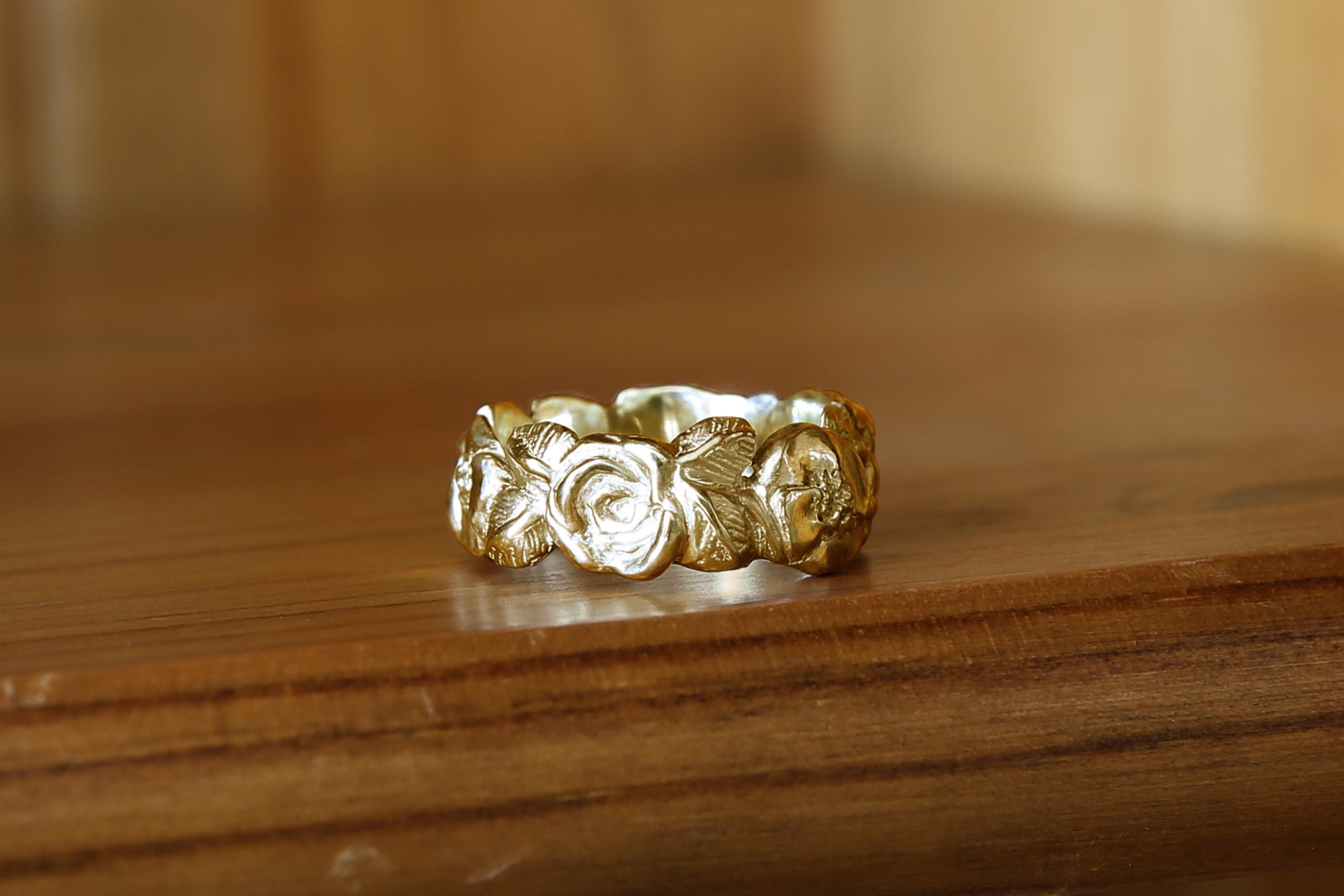Wildflower Ring Hand Sculpted Art Nouveau Ring Rose Ring Wedding Band ...