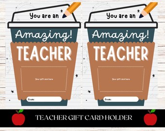 Teacher Restaurant Gift Card Holder,printable Gift Card Holder,instant ...