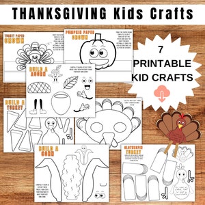 Thanksgiving Kids Craft Bundle, Activity Pack, 7 Interactive Printable ...