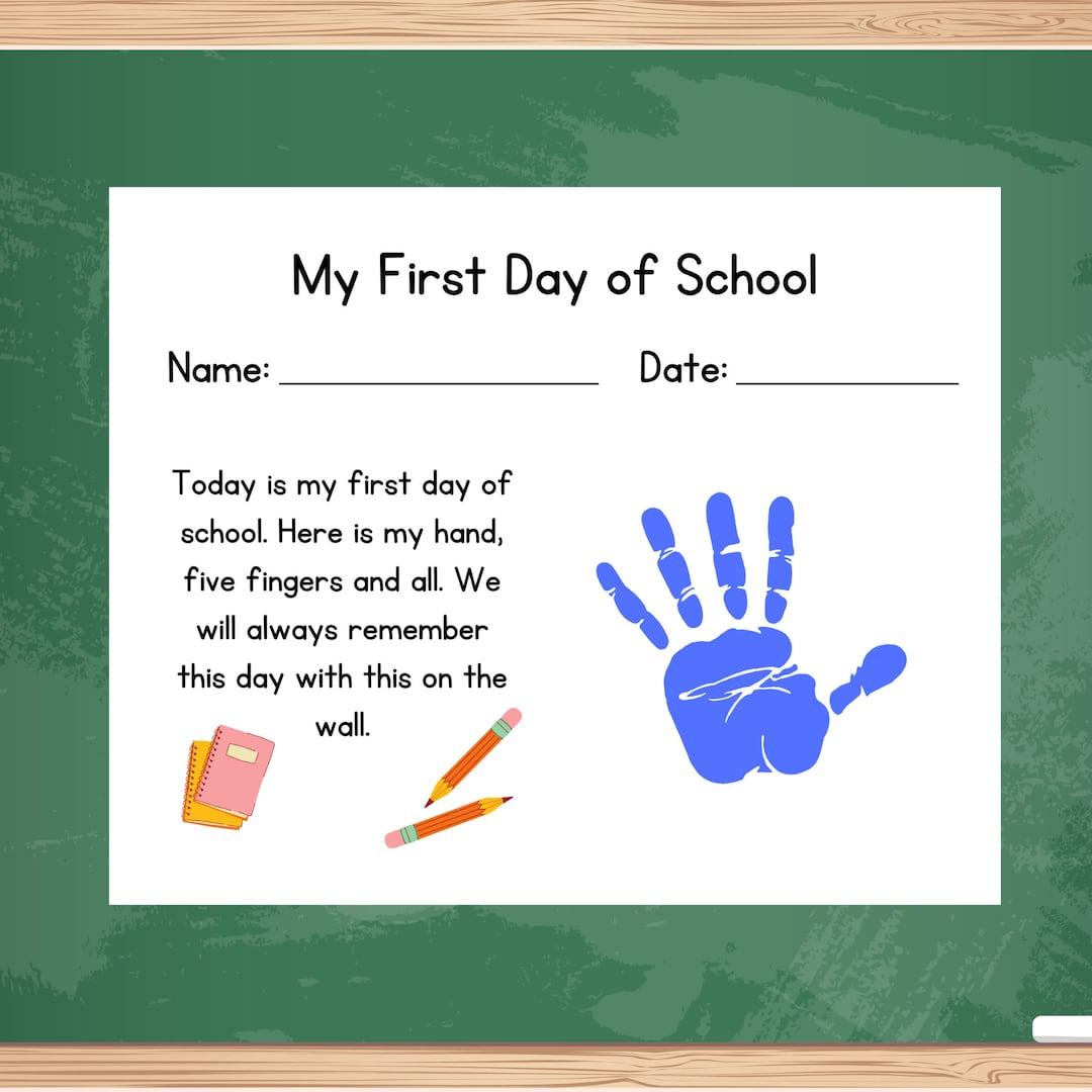 First Day of School Handprint Art, Back to School Activity, Handprint ...