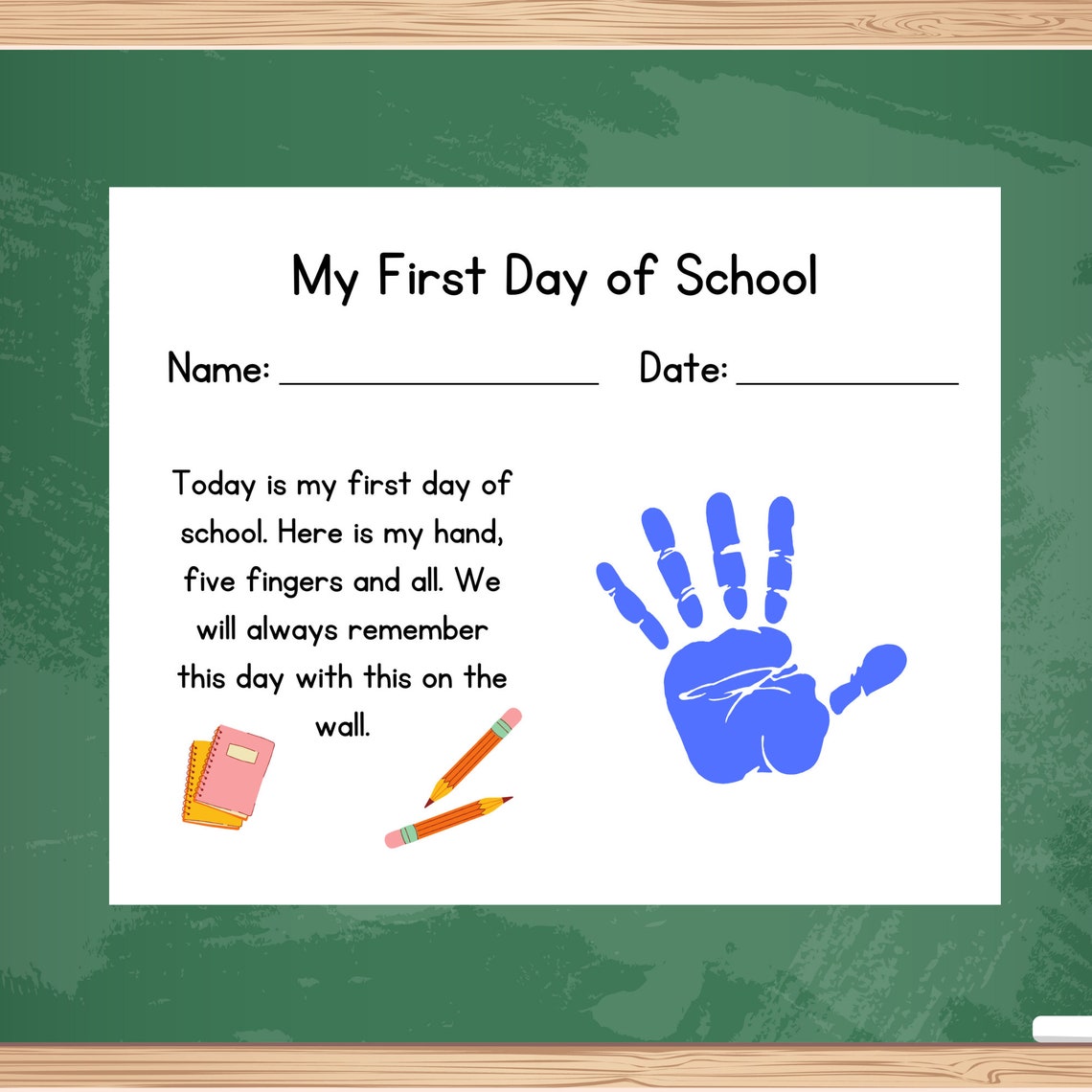 First Day of School Handprint Art, Back to School Activity, Handprint ...
