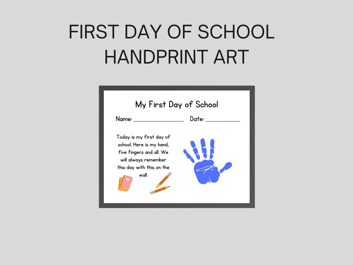 First Day of School Handprint Art Back to School Activity - Etsy