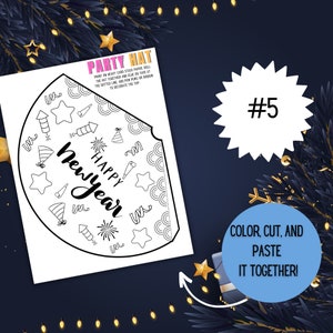 Kid's New Year's Eve Paper Crown Craft, NYE Eyeglasses 2025, Party Hat ...