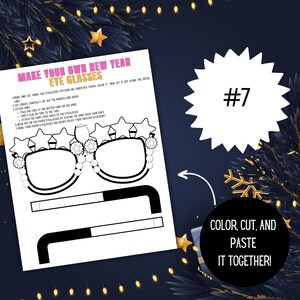 Kid's New Year's Eve Paper Crown Craft, NYE Eyeglasses 2025, Party Hat ...