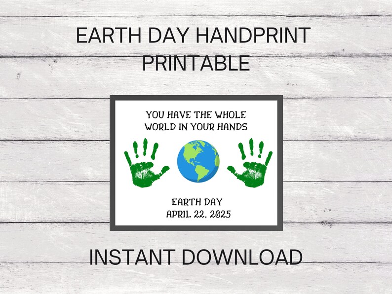 Earth Day Handprint Craft, Handprint Art, Craft Keepsake, Printable ...