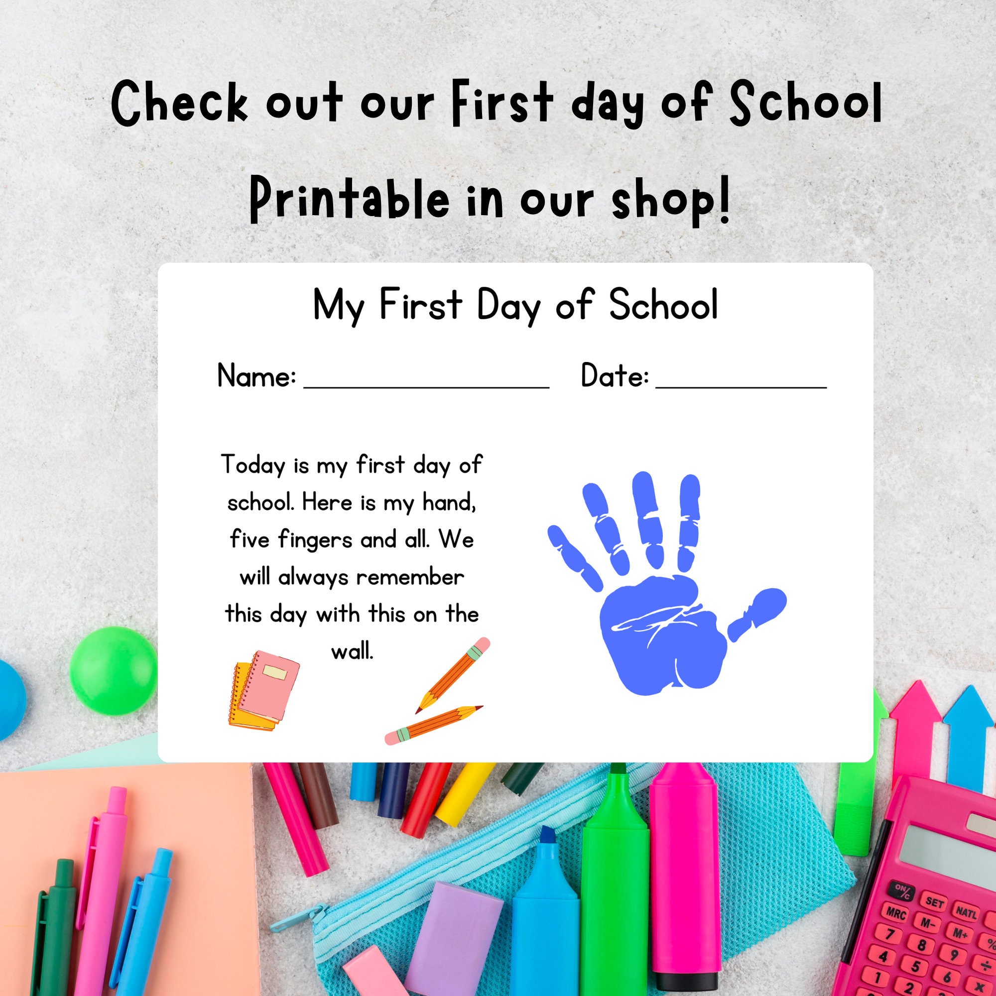 Last Day of School Handprint Art, Handprint Craft Keepsake, Printable ...