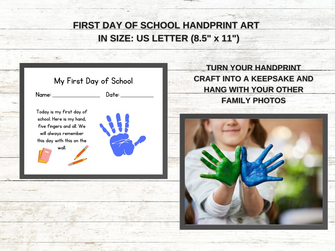 First Day of School Handprint Art Back to School Activity - Etsy