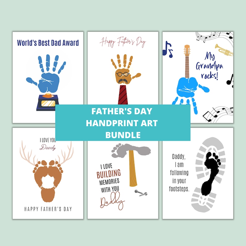 Printable Fathers Day Handprint Craft Bundle Instant Download Fathers
