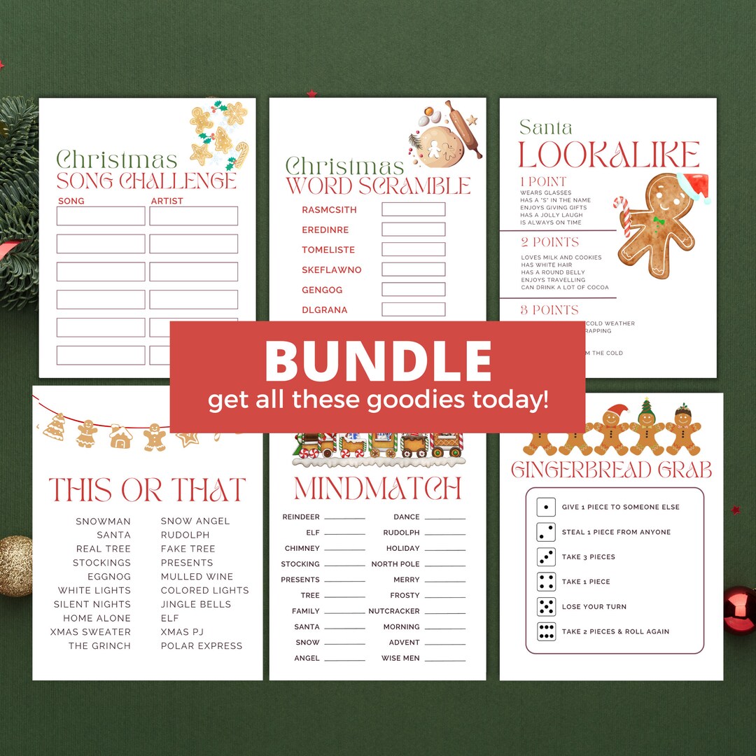 Kids Christmas Printable Bundle, Kids Crafts, Kids Activities, Holiday ...