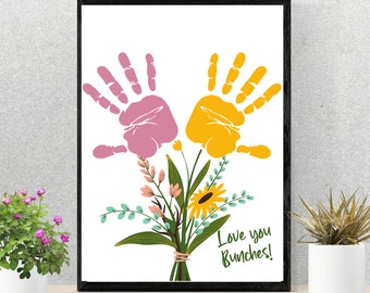 Flower Bouquet Handprint Craft Printable for Mom and - Etsy