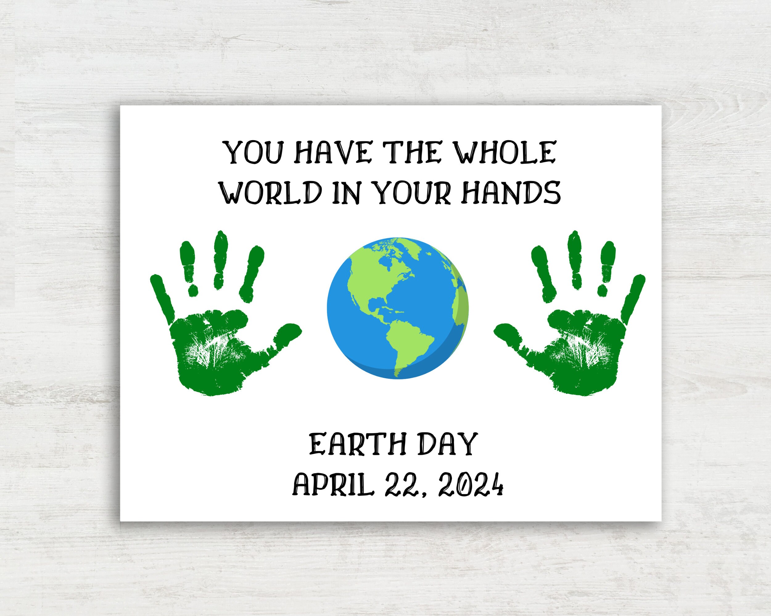 Earth Day Handprint Craft, Handprint Art, Craft Keepsake, Printable ...