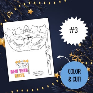 Kid's New Year's Eve Paper Crown Craft, NYE Eyeglasses 2025, Party Hat ...