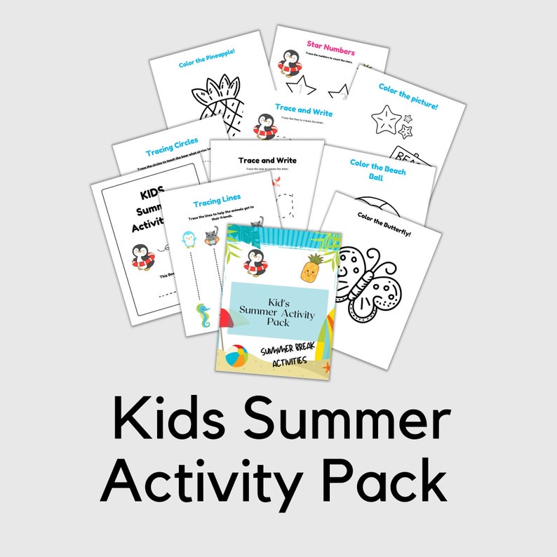 Kids Summer Break Activity Printable Bundle Games Coloring - Etsy