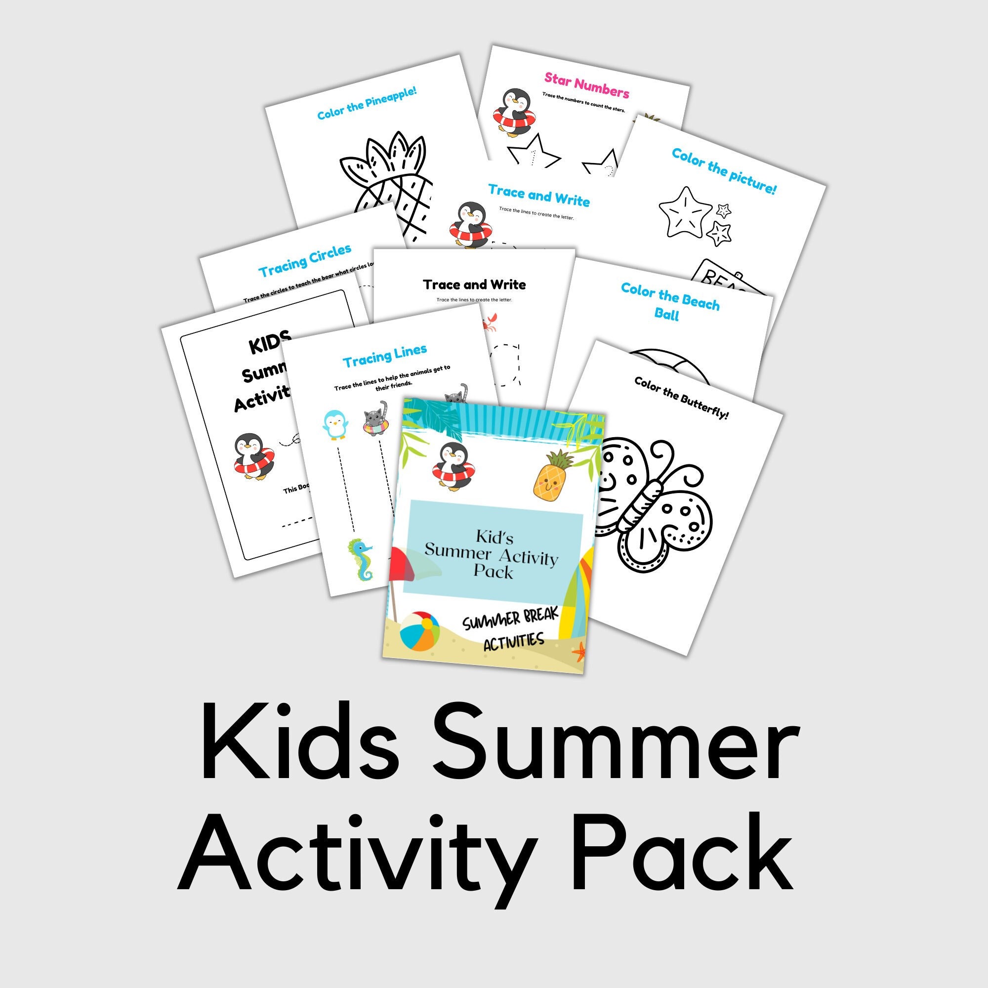 Kids Summer Break Activity Printable Bundle, Games, Coloring ...