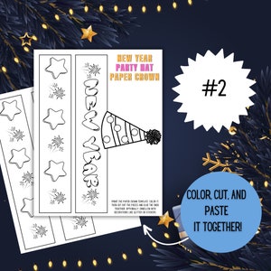 Kid's New Year's Eve Paper Crown Craft, NYE Eyeglasses 2025, Party Hat ...