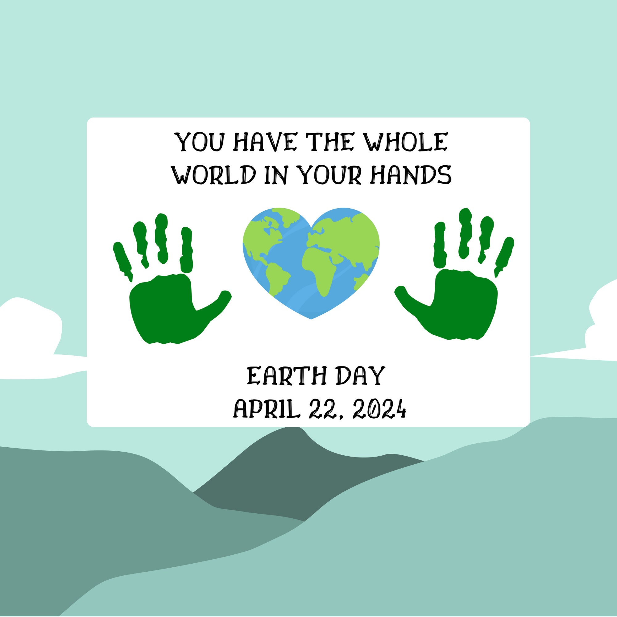 Earth Day Handprint Craft, Handprint Art, Craft Keepsake, Printable ...