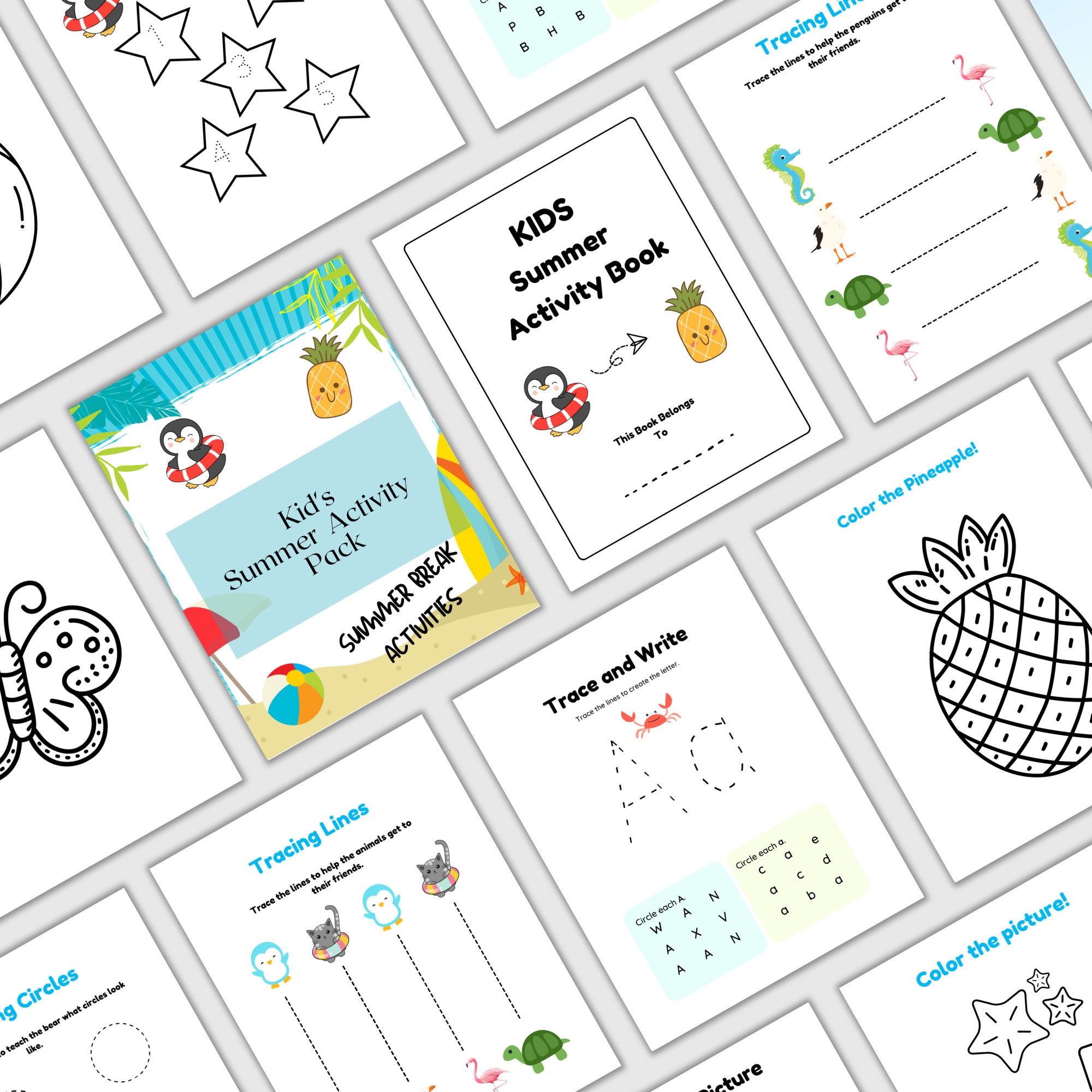 Kids Summer Break Activity Printable Bundle, Games, Coloring ...