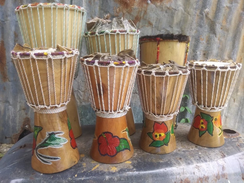 Djembe Drums Carved With Designed or Natural Wood Goat Skin | Etsy