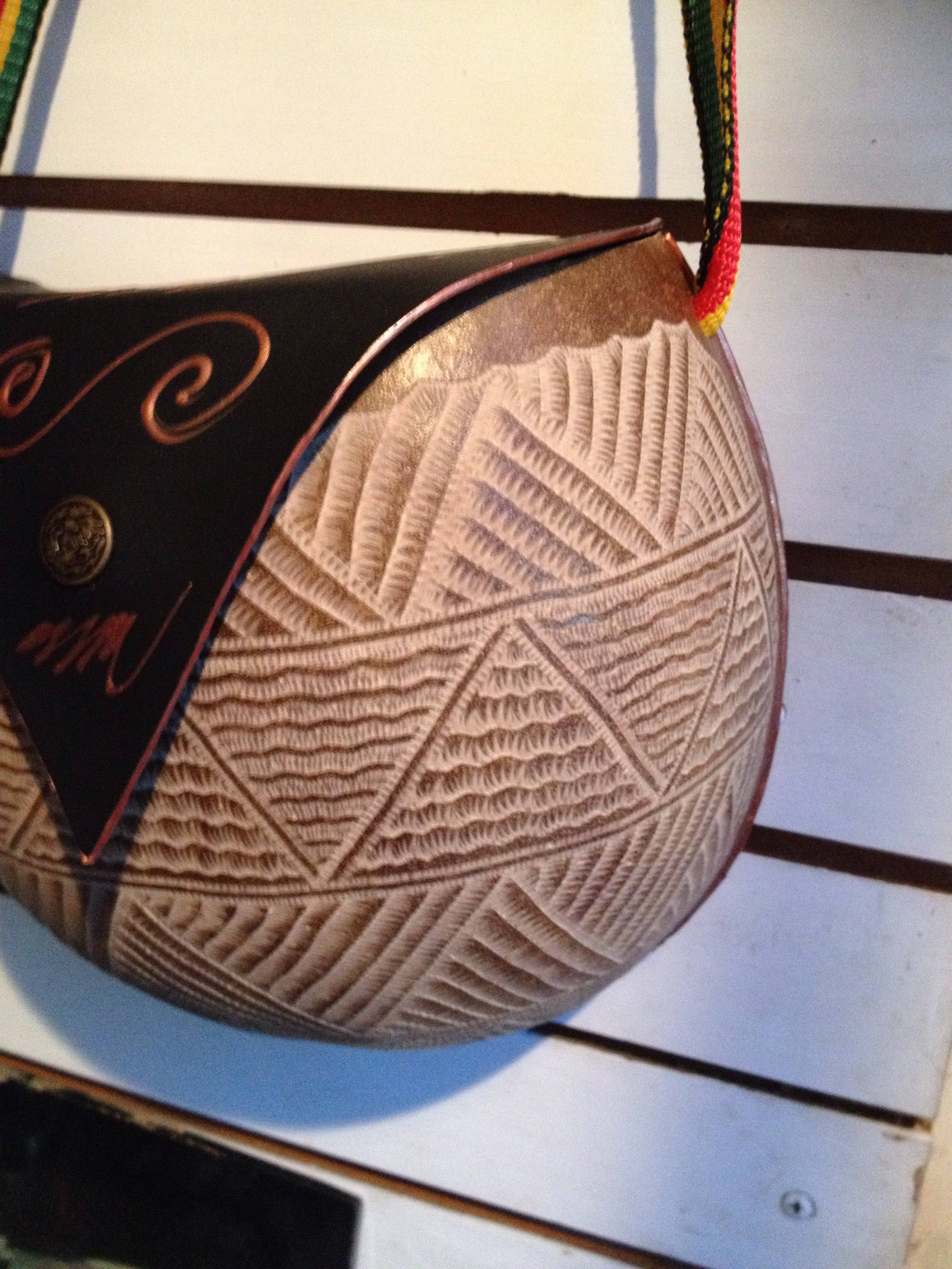 Calabash handbag XL carved with afrodesign. | Etsy