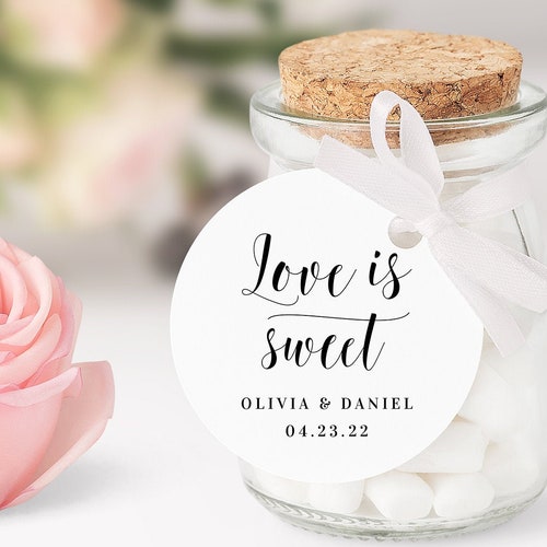 Round Wedding Tag Label Bridal Shower Favor Sticker Template - Etsy