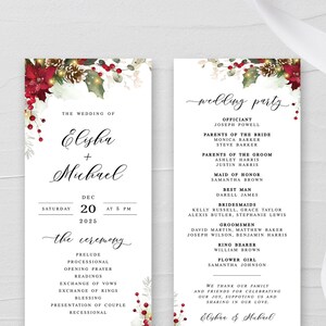 Christmas Wedding Program Template Printable Editable Program Wedding ...