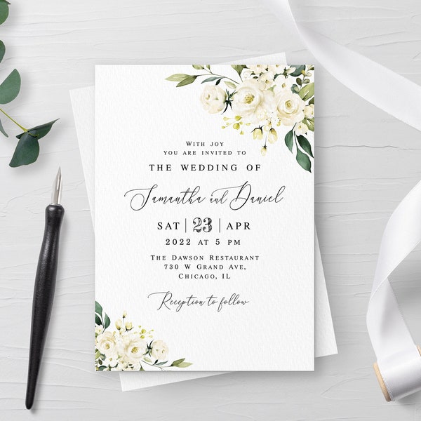 Printable Black and White Wedding Invitation - Etsy