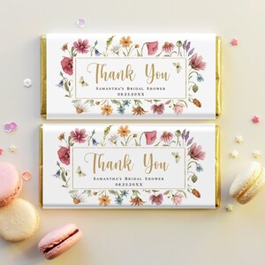 Wildflower Chocolate Wrapper Template Printable Editable Candy Bar ...