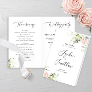 Floral Folded Program Template Self-editing Program Order of Service ...