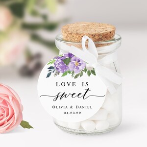 Double Sided Round Gift Tag Editable Template Purple Favor Tag ...