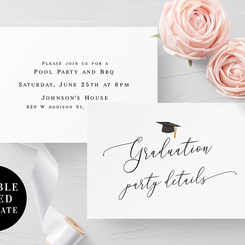 Printable Graduation Insert Card Template Invitation - Etsy