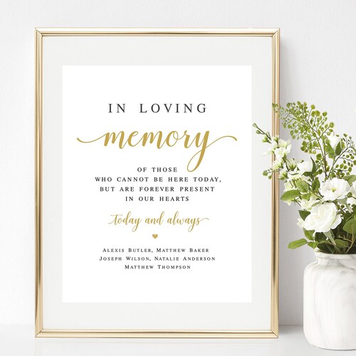 In Loving Memory Sign Printable Remembrance Sign Custom - Etsy
