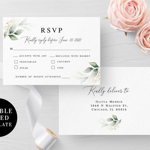 Printable Wedding RSVP Card Template RSVP Invitation Insert - Etsy