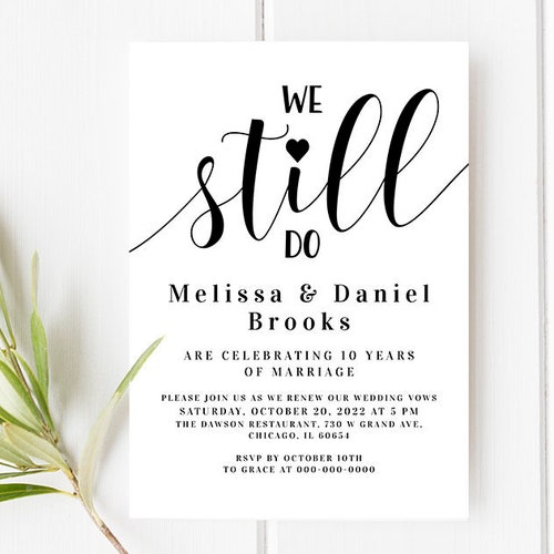 We Still Do Invitation Fully Editable Template Wedding Vow - Etsy