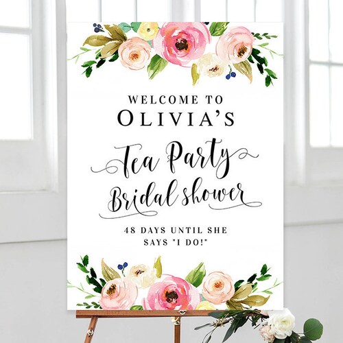 Tea Party Welcome Sign Template Printable Bridal Tea Shower - Etsy