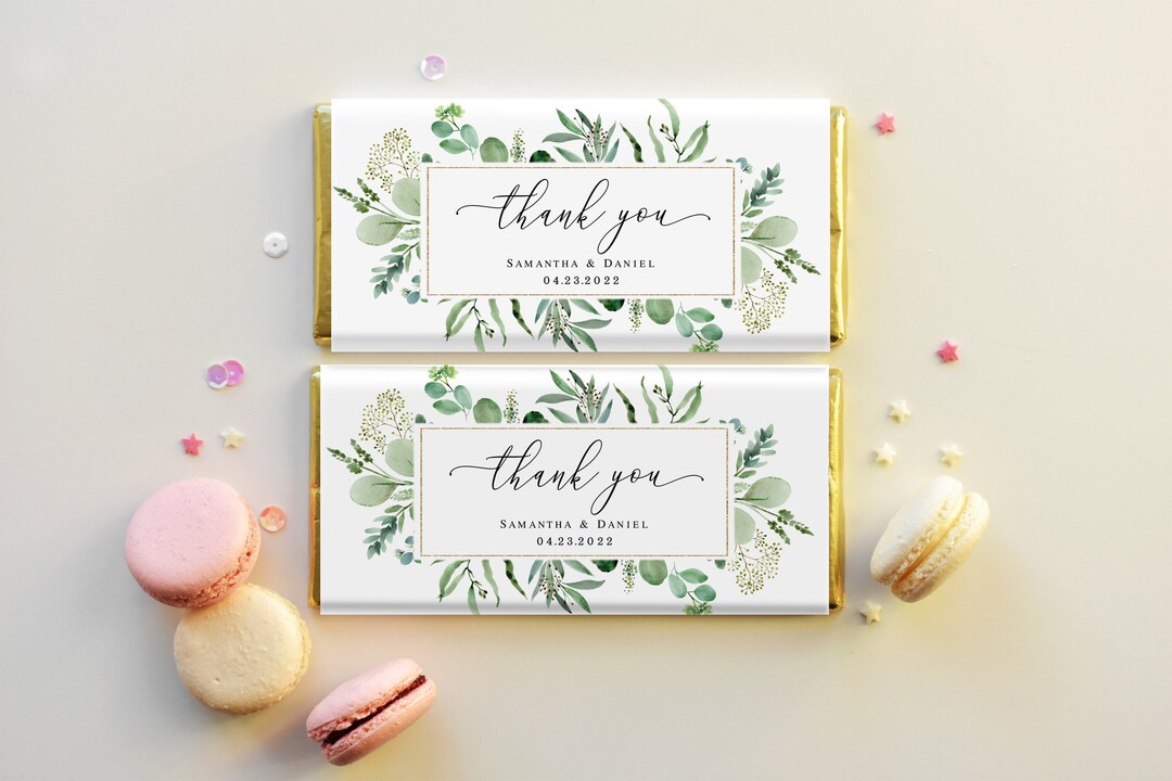 Greenery Chocolate Wrapper Template Editable Wrapper Candy Bar Favor ...