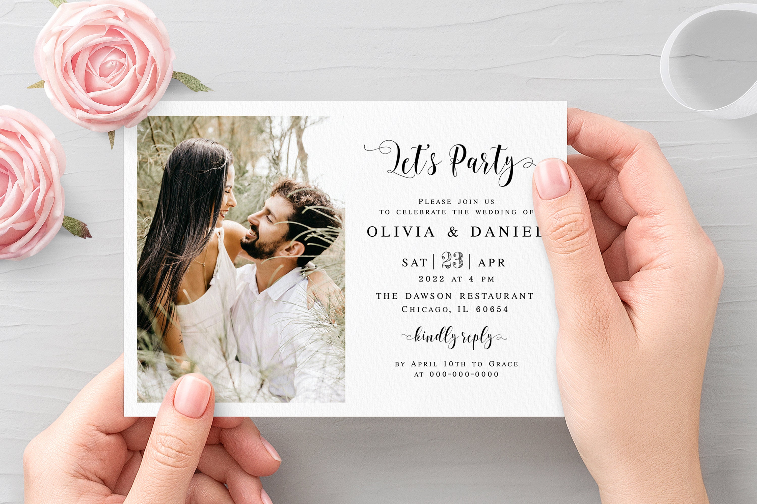 Photo Invitation Template Fully Editable Invite Lets Party - Etsy