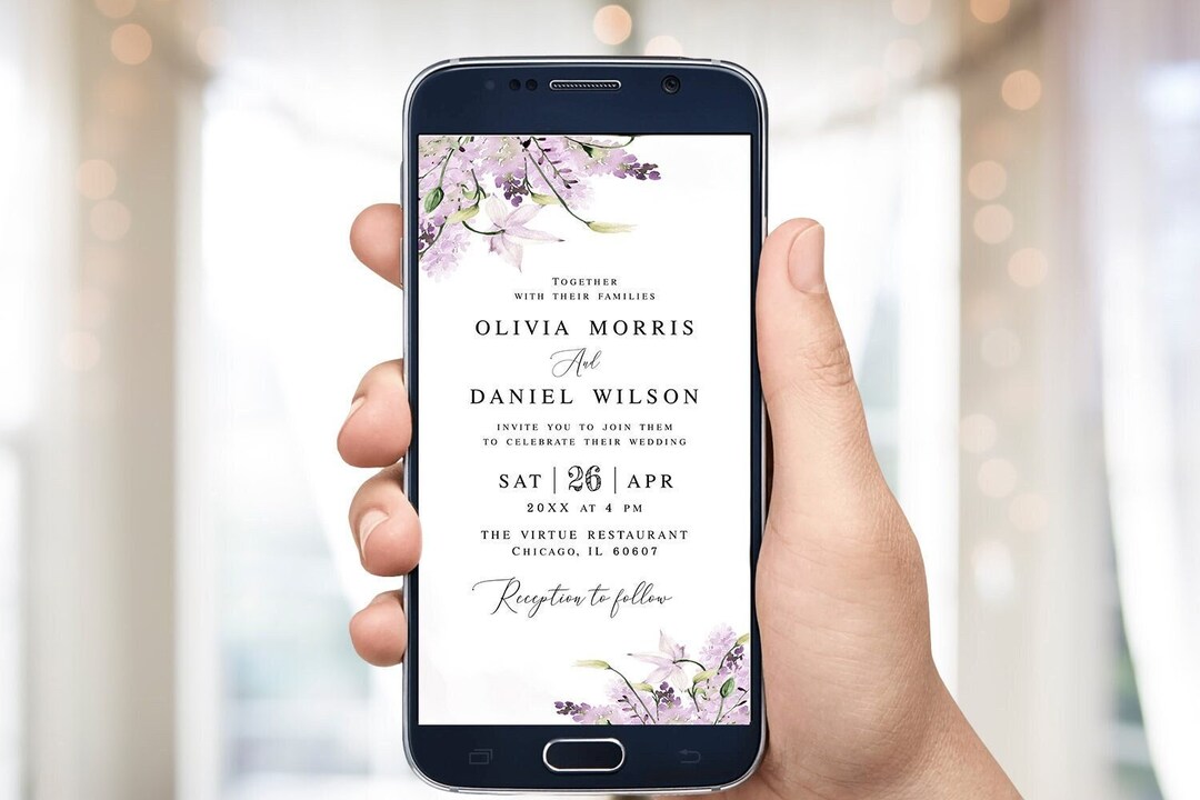 Electronic Invitation Template Editable Floral Wedding E-invite Evite ...