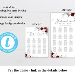 Seating Chart Poster Printable Editable Seating Chart Template - Etsy