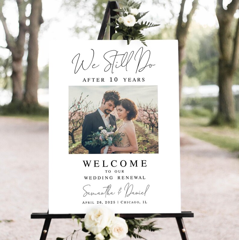 Modern Wedding Vow Renewal Welcome Sign With Photo Customizable ...