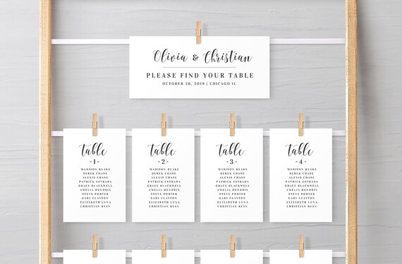 Wedding seating plan printable Seating chart template Fully | Etsy