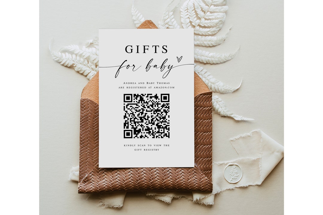 Baby Shower Registry Card With QR Code Editable Registry Insert Card ...