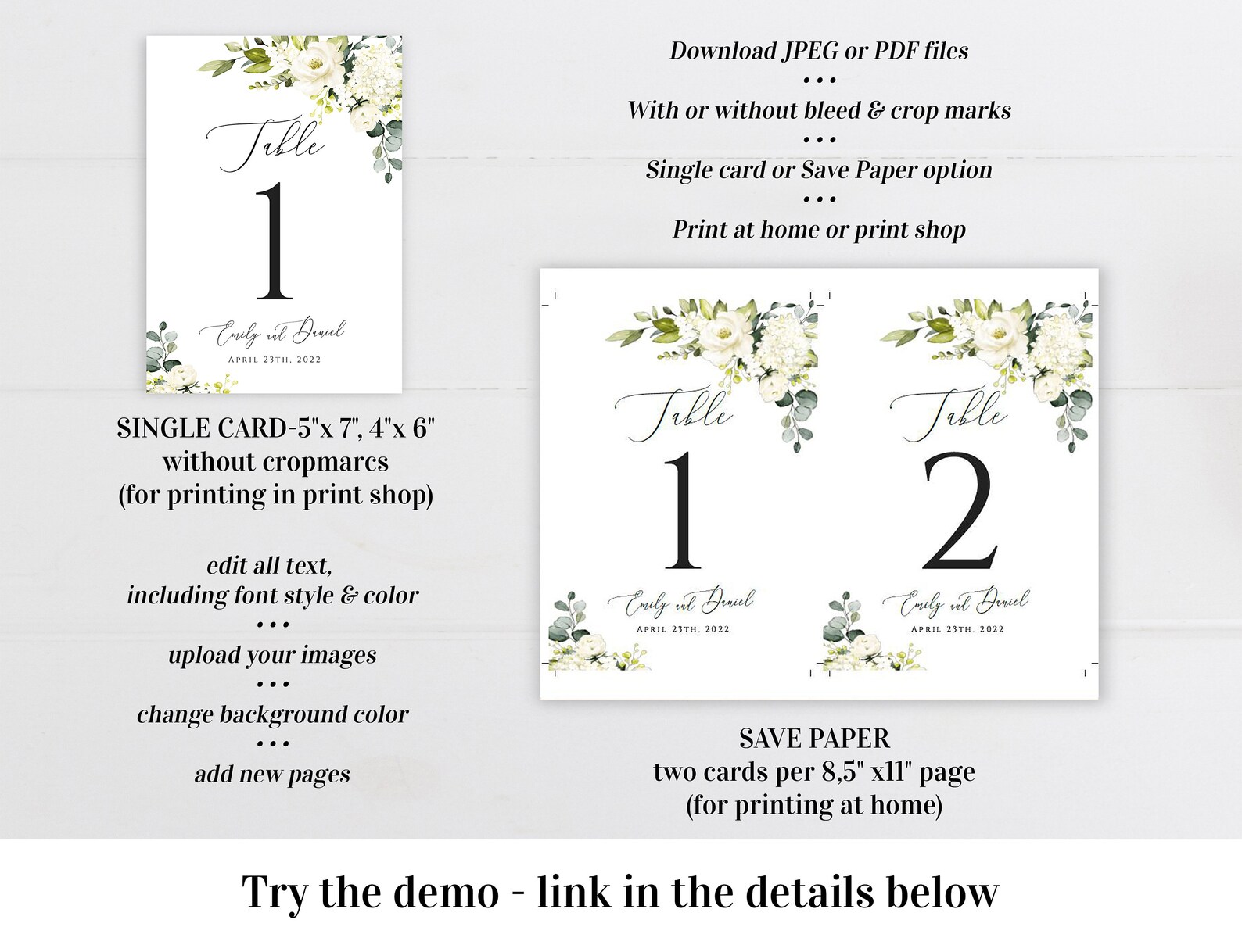 Table Numbers Template Printable Editable Table Card With - Etsy