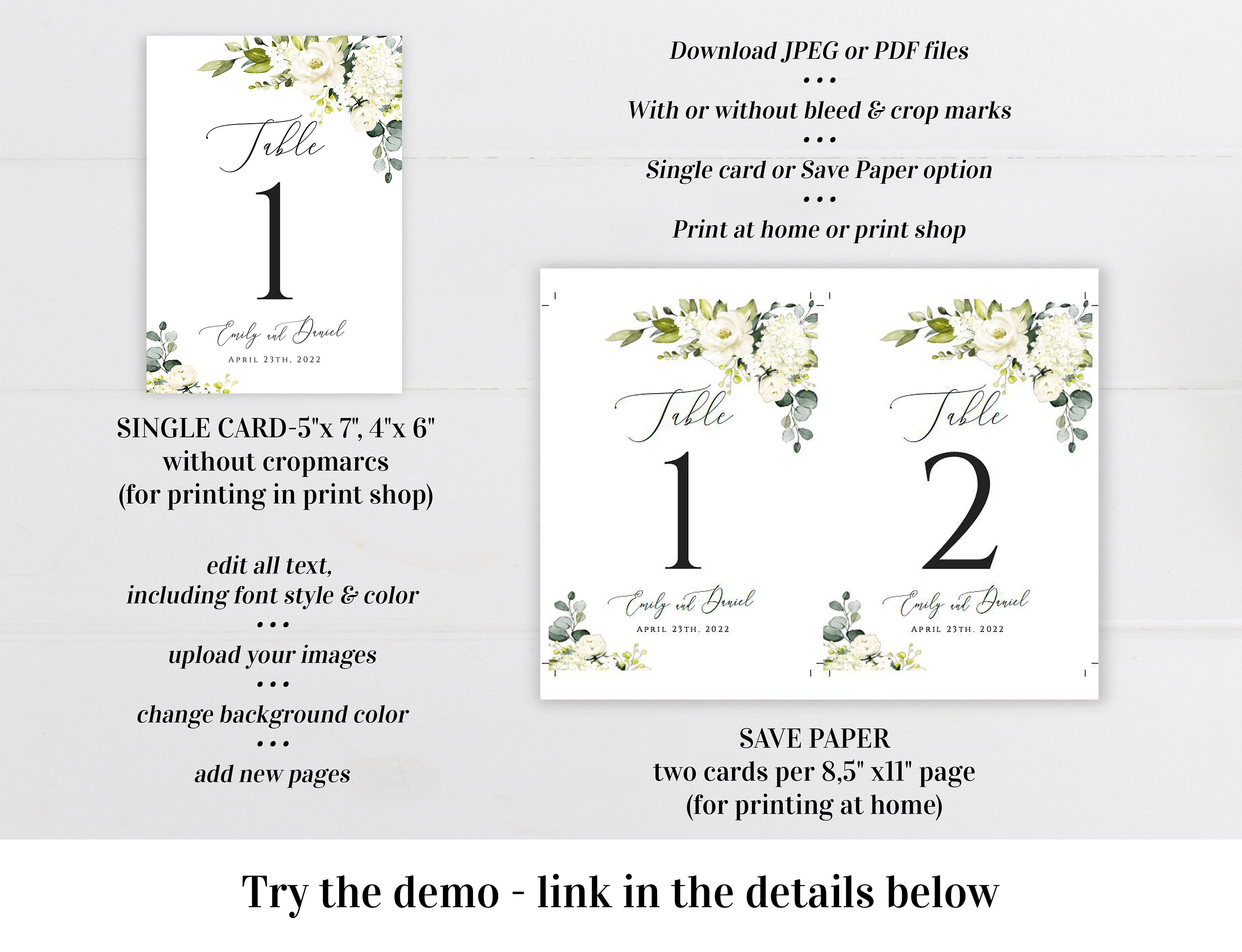 Table Numbers Template Printable Editable Table Card With - Etsy