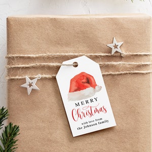 Santa Hat Gift Tag Editable Template Christmas Gift Tag - Etsy